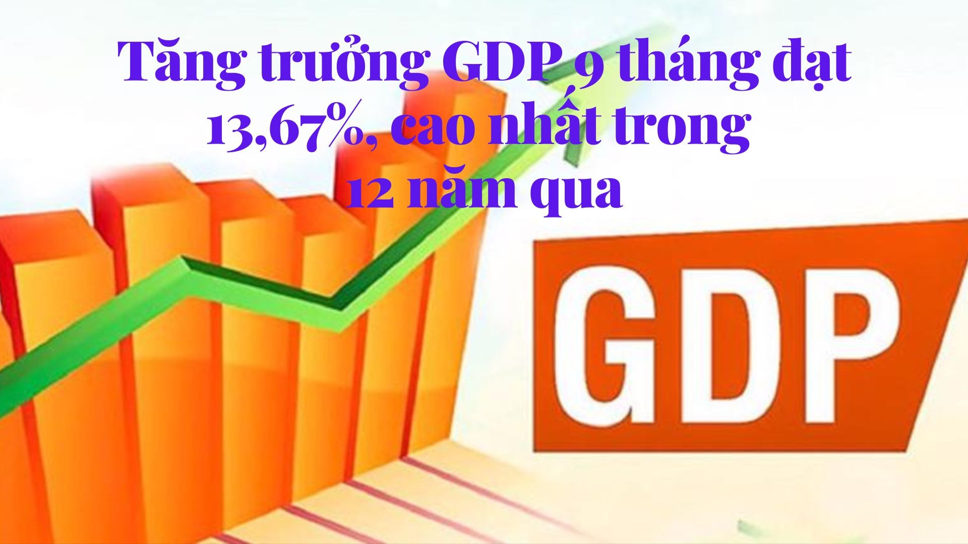 Tăng trưởng GDP 9 tháng đạt 13,67%, cao nhất trong 12 năm qua