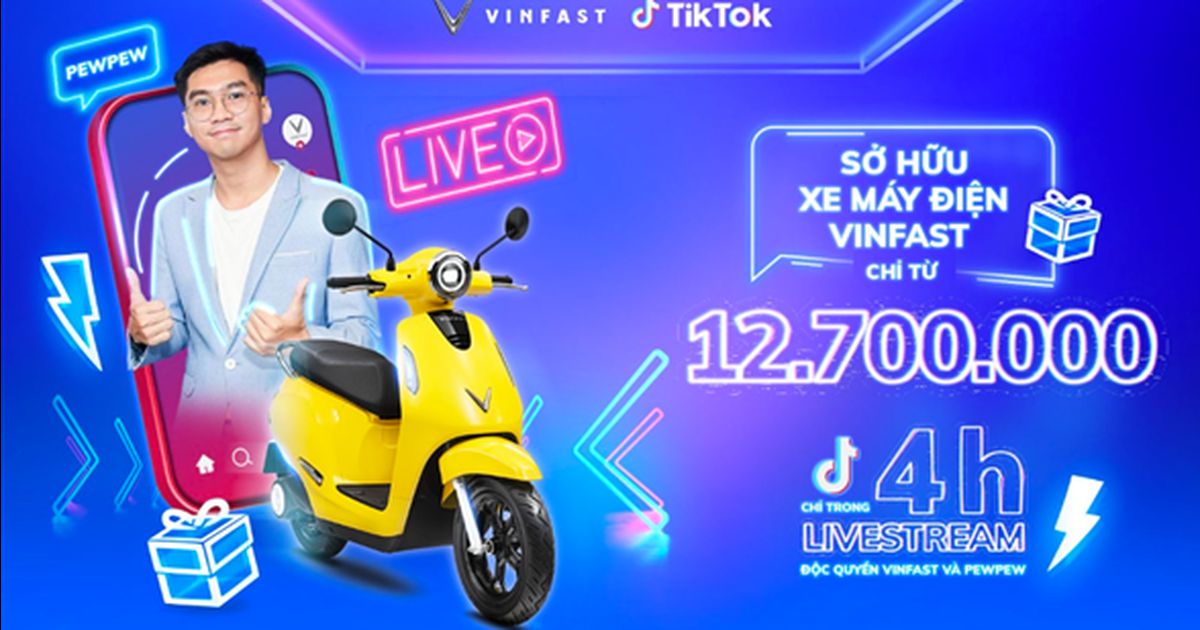 VinFast kết hợp PewPew bán xe máy điện qua livestream ngày 12/12